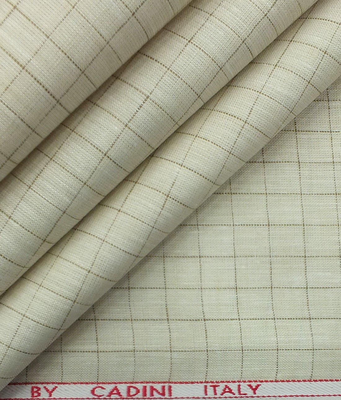 Buy Siyaram's Cadini Light Beige 60 LEA 100% Pure Linen Check ...