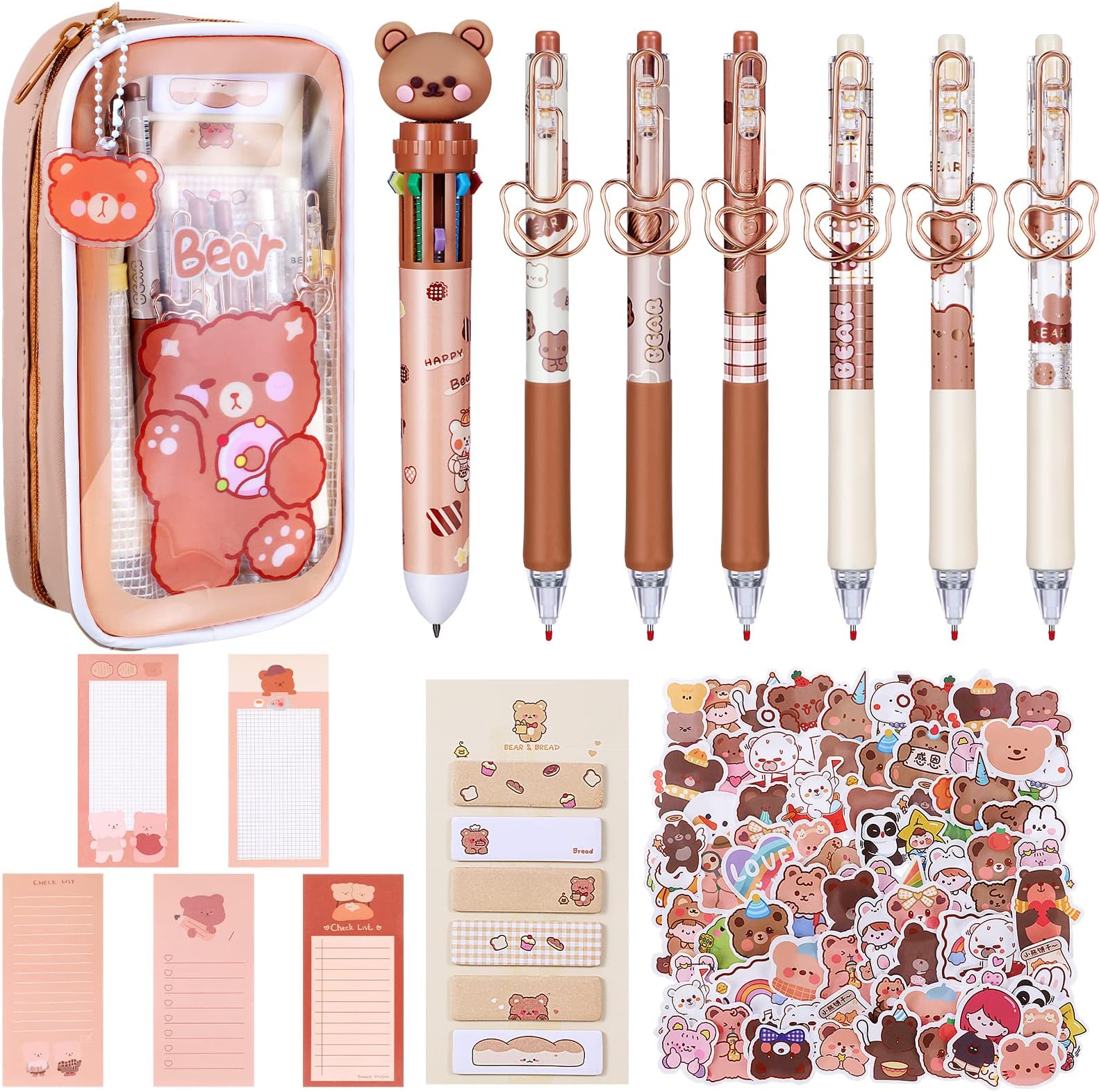 Amazon.com: Geyoga 71 Pcs Kawaii Stationery Set with Bear Theme Kawaii ...