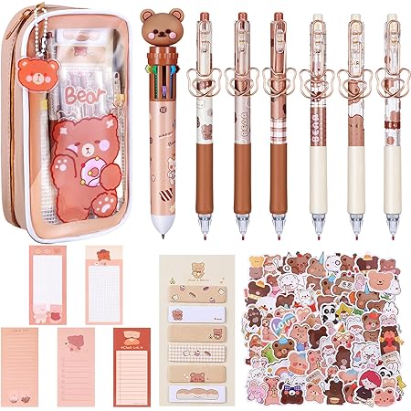 Amazon.com: Perkoop 478 Pcs Kawaii Stationary Set Bear Theme Stationery ...