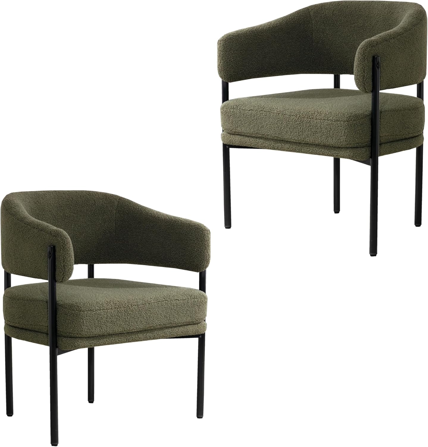 Amazon.com: Locus Bono Modern Sherpa Accent Chair Set of 2, Curved Back ...
