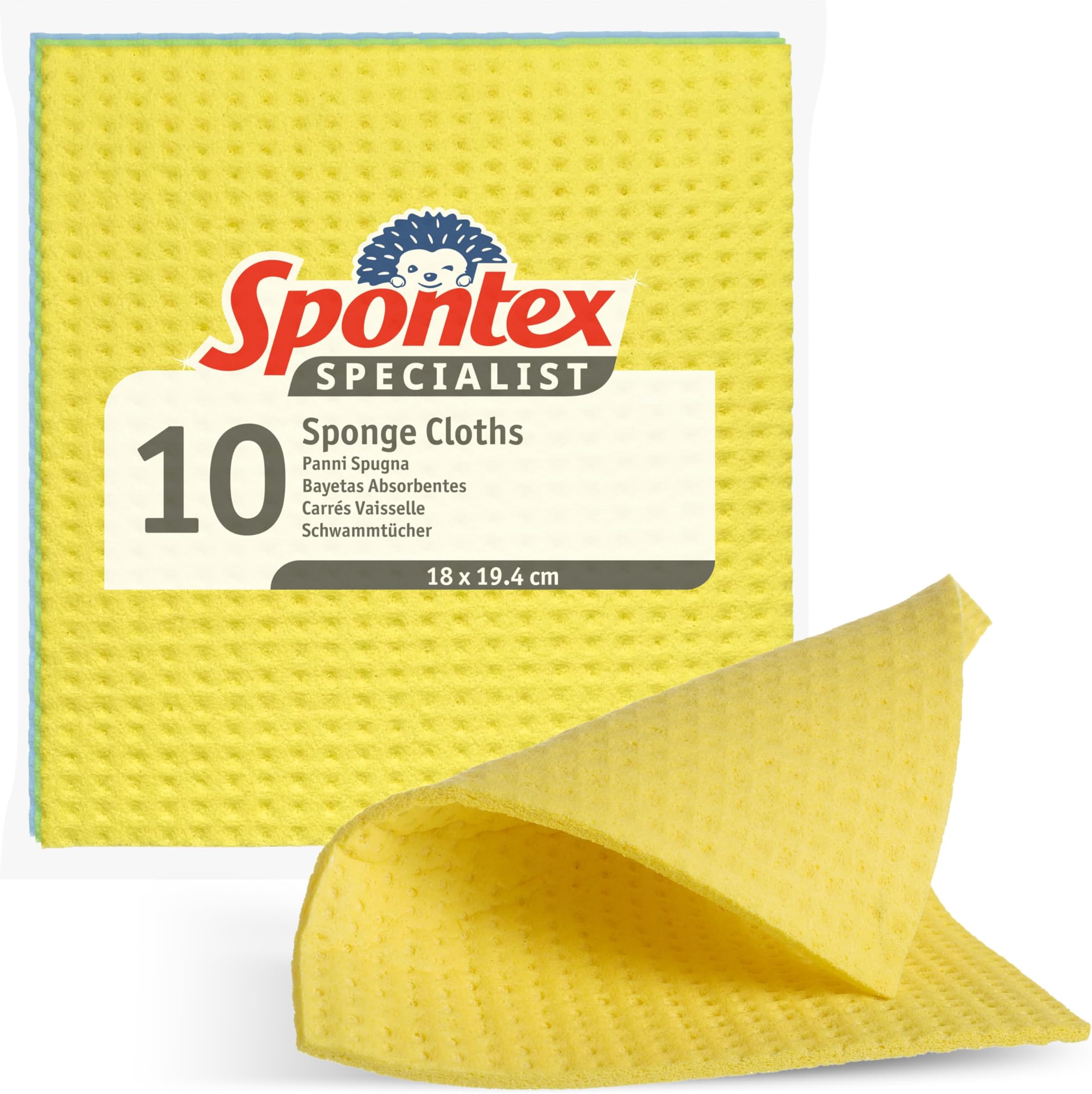 Spontex 5 Sponge Cloths, 19.4 x 18cm, Pink/Green/Yellow (Mixed Pack ...