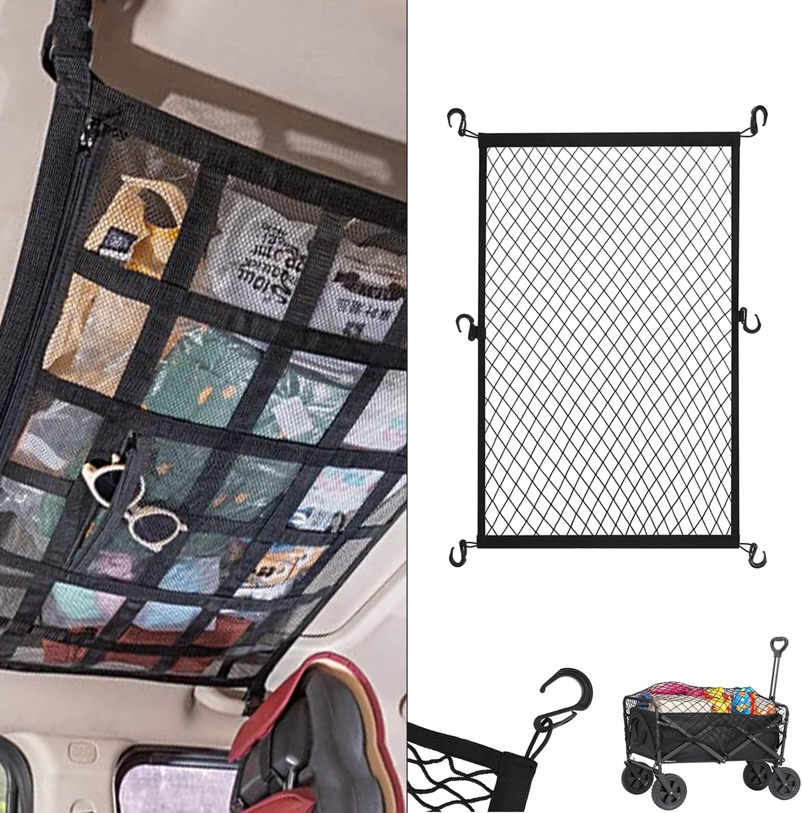 Amazon.com: 31.5"x21.6" Car Ceiling Cargo Net-Fits Cars + Wagon Cargo ...