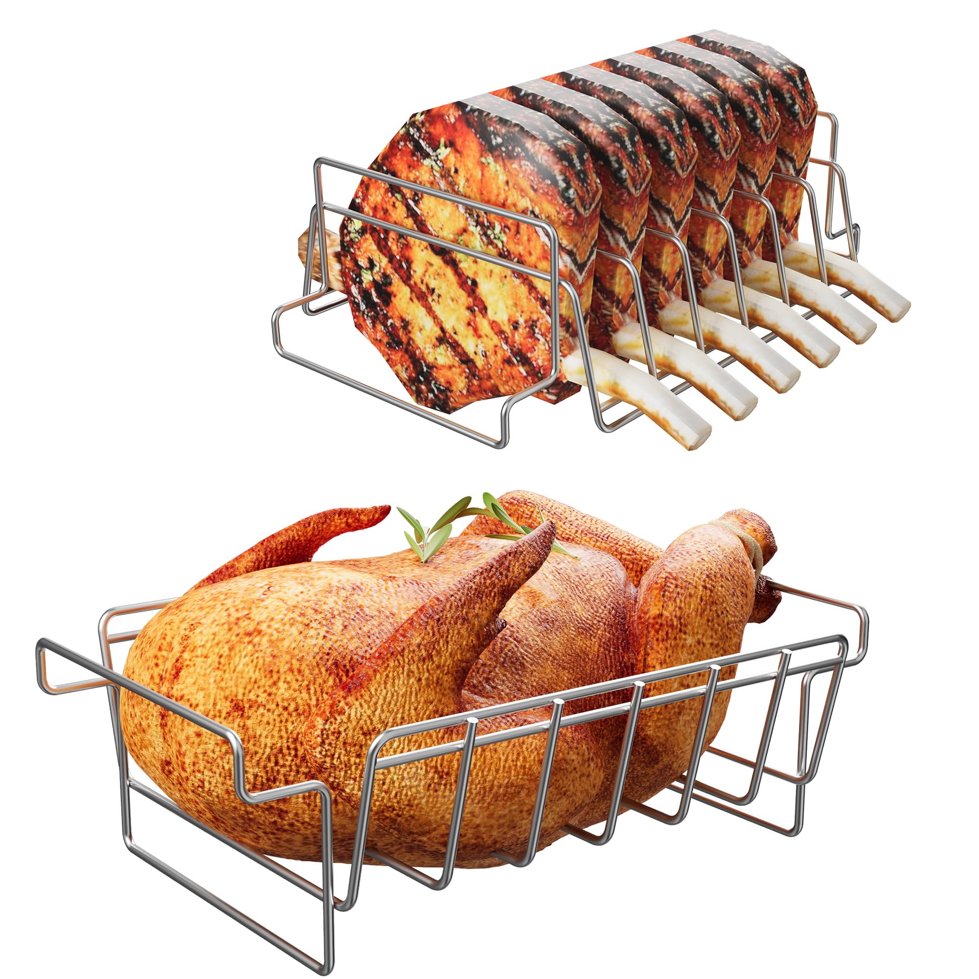 Snapklik.com : Turkey Roasting Rack, Stainless Steel BBQ Rib Rack For ...