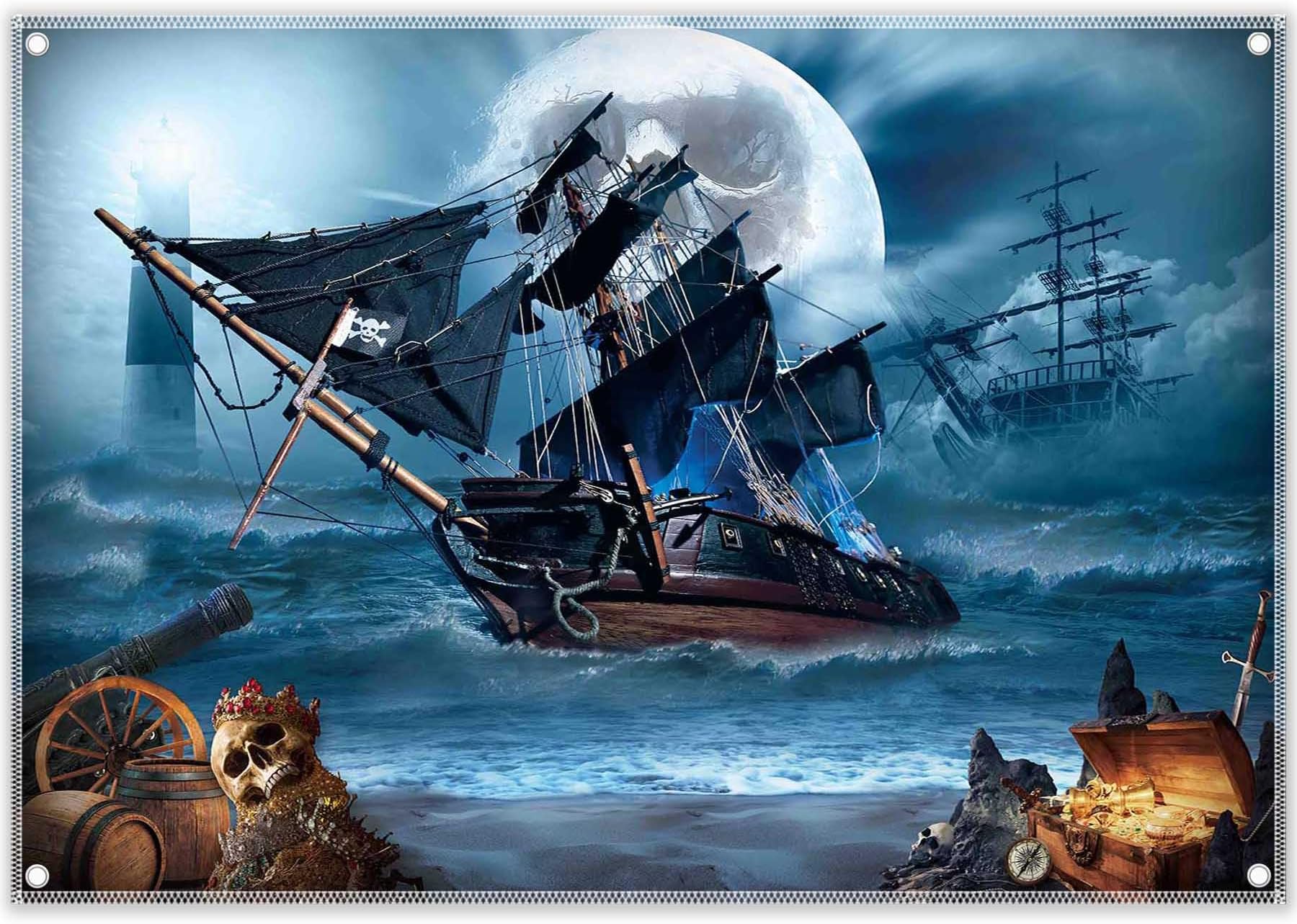 Amazon.com : Yriujul 8x6ft Pirate Theme Photography Backdrop Halloween ...