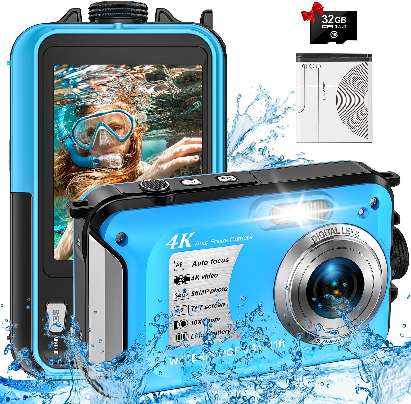 Amazon.com : Minolta 48 MP Dual Screen Waterproof Digital Camera MN40WP ...