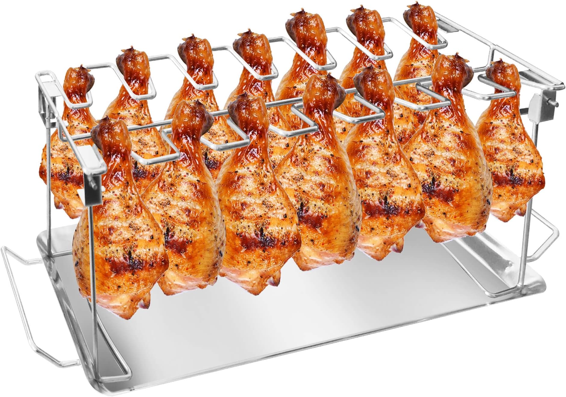 Amazon.com : AMOZO Chicken Leg Rack for Grill with Drip Tray - Easy to ...