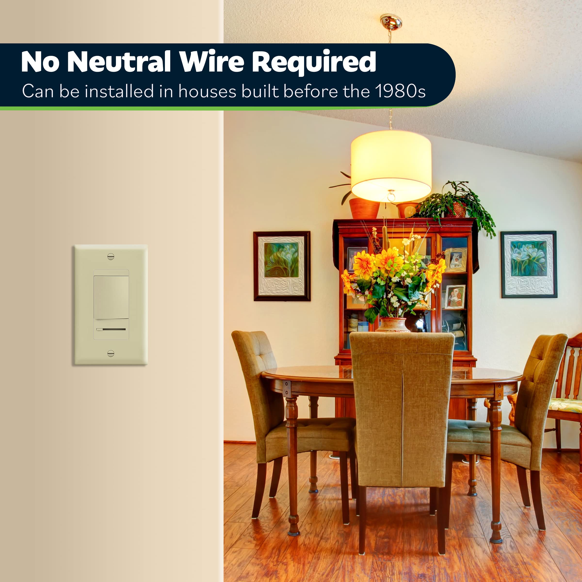 Snapklik.com : In Wall Slide Dimmer Switch, For 150W Dimmable LED, 600W ...
