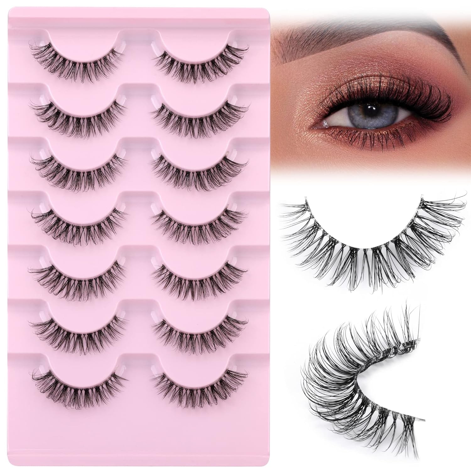 Amazon.com: JIMIRE Lashes Natural Look Clear Band Demi-Wispies Short ...
