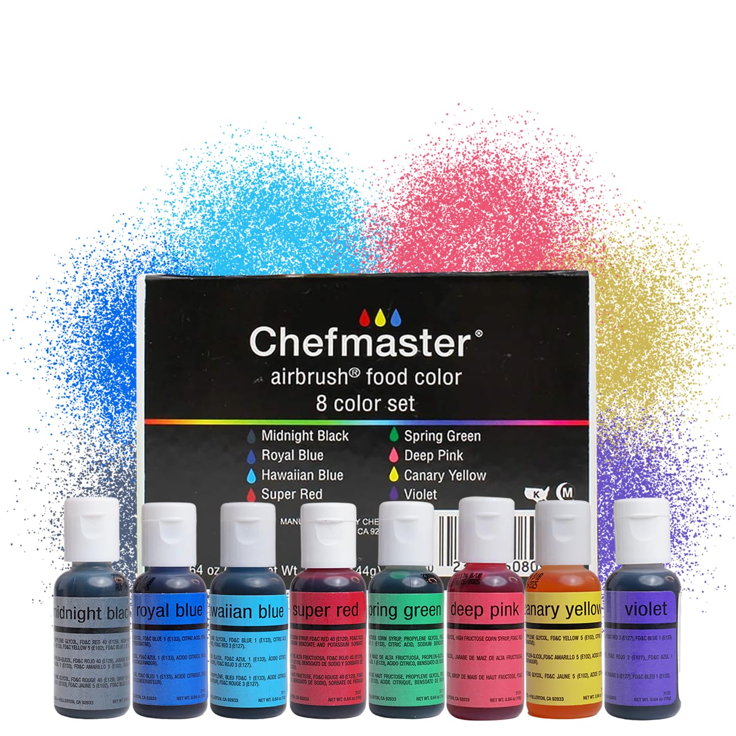 Amazon.com: Chefmaster - Airbrush Kit - Airbrush Food Coloring - 8 Pack ...