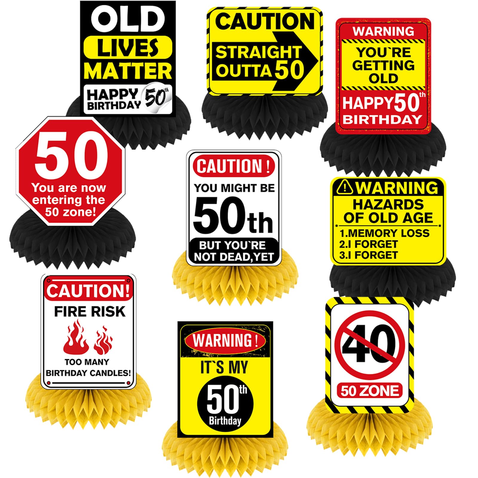 Amazon.com: 9Pcs 50th Birthday Honeycomb Centerpieces Funny 50th ...