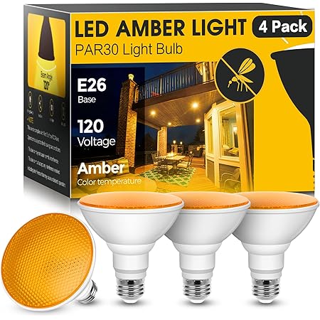 JandCase 12W LED Bug Lights for Outside[4 Pack], Yellow Bug Light Bulbs ...