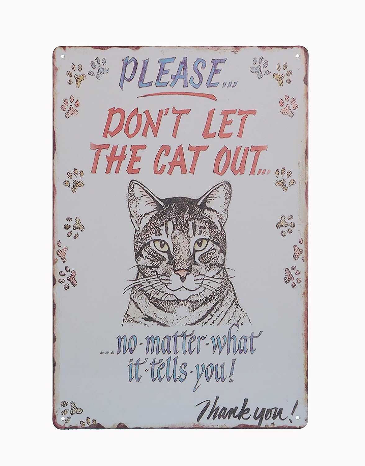 Amazon.com: Beware of Cats Sign Don't Let the Cat Out metal tin sign ...