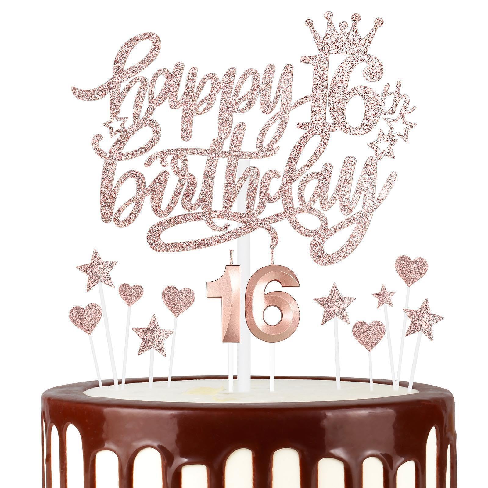 Amazon.com: iNINGER Boys Girls 16th Happy Birthday Candles Cake Toppers ...