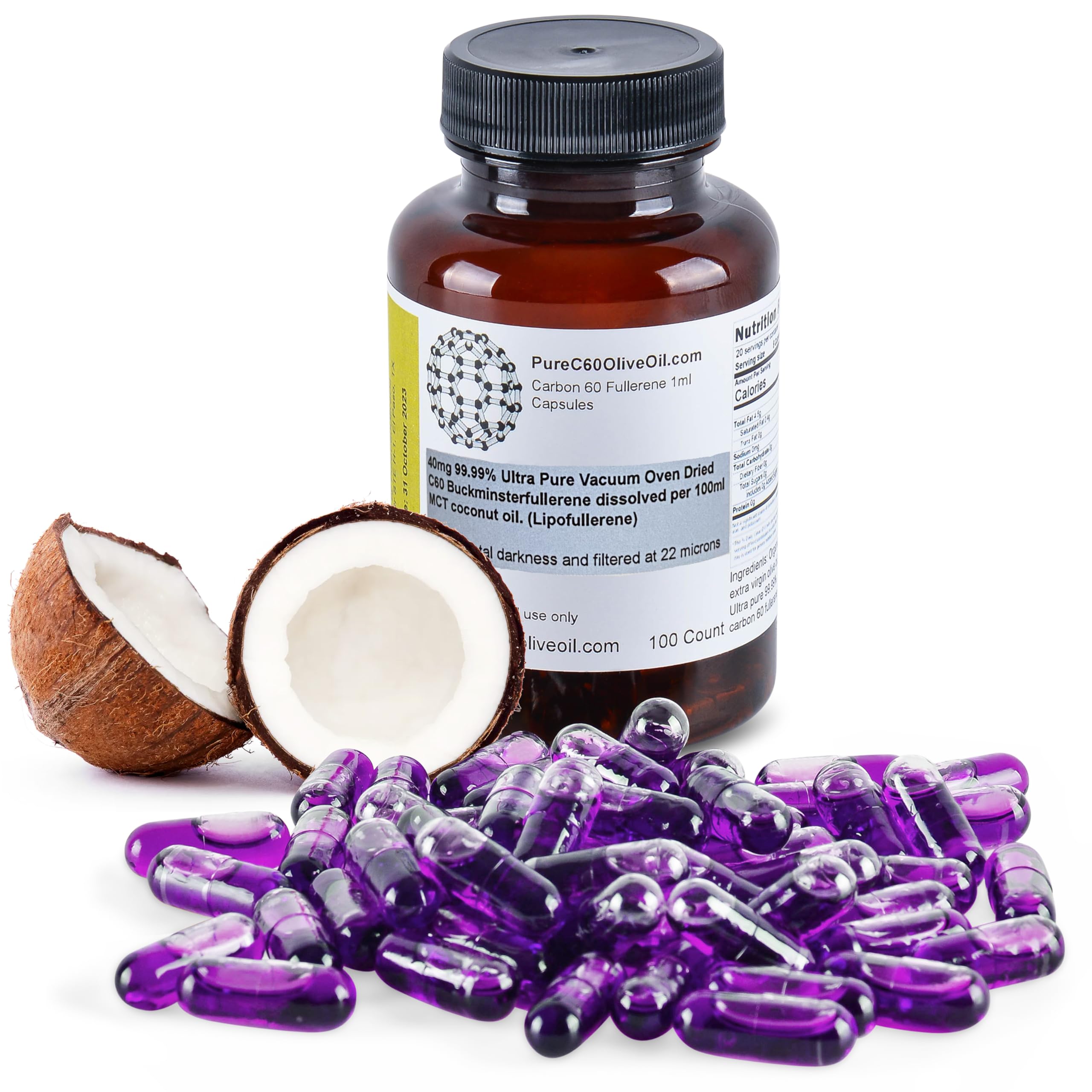 Amazon.com: PureC60OliveOil C60 Organic MCT Coconut Oil Capsules Pills ...