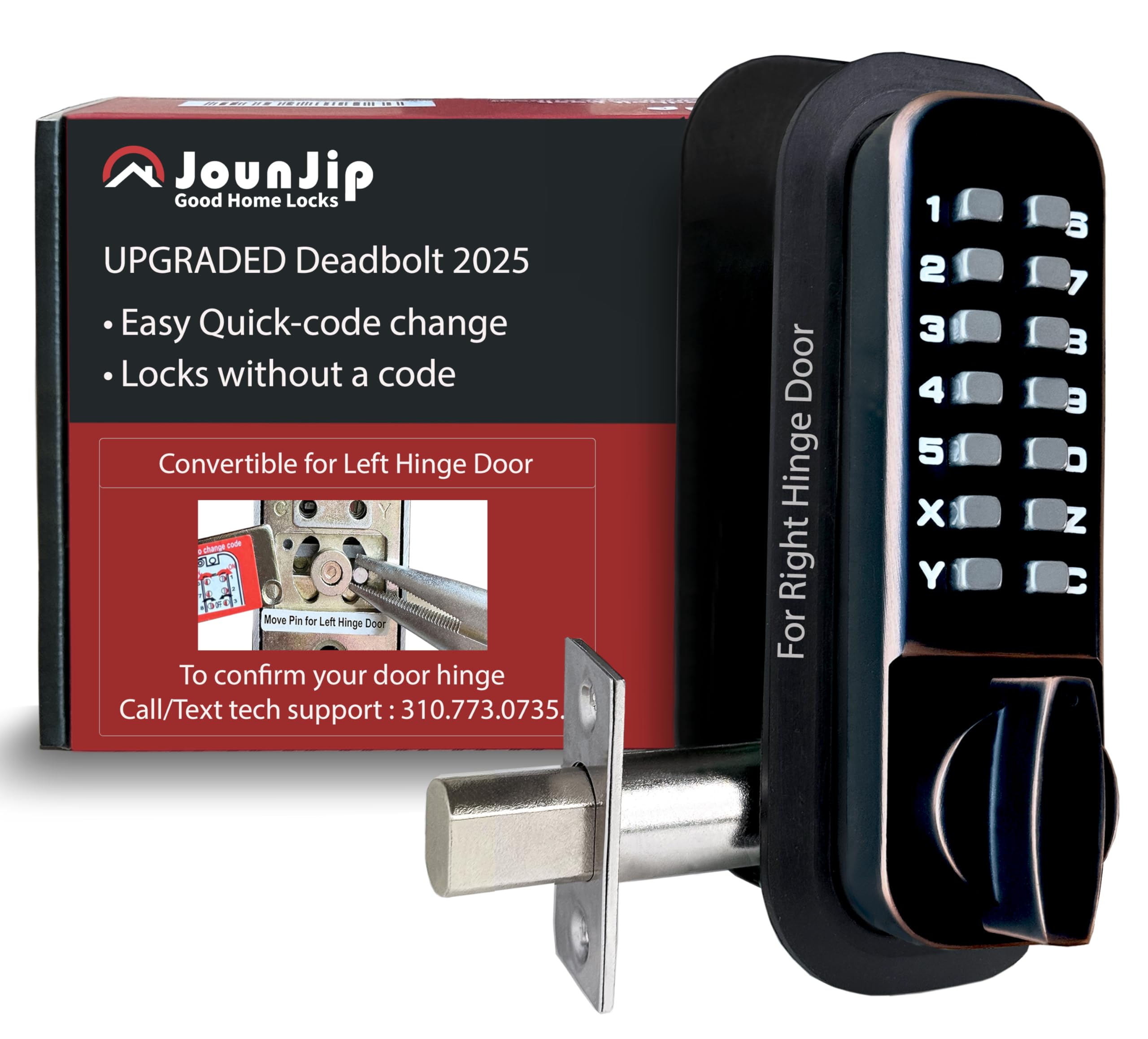 Snapklik.com : JOUNJIP Mechanical Deadbolt Lock - Keyless Entry Door ...