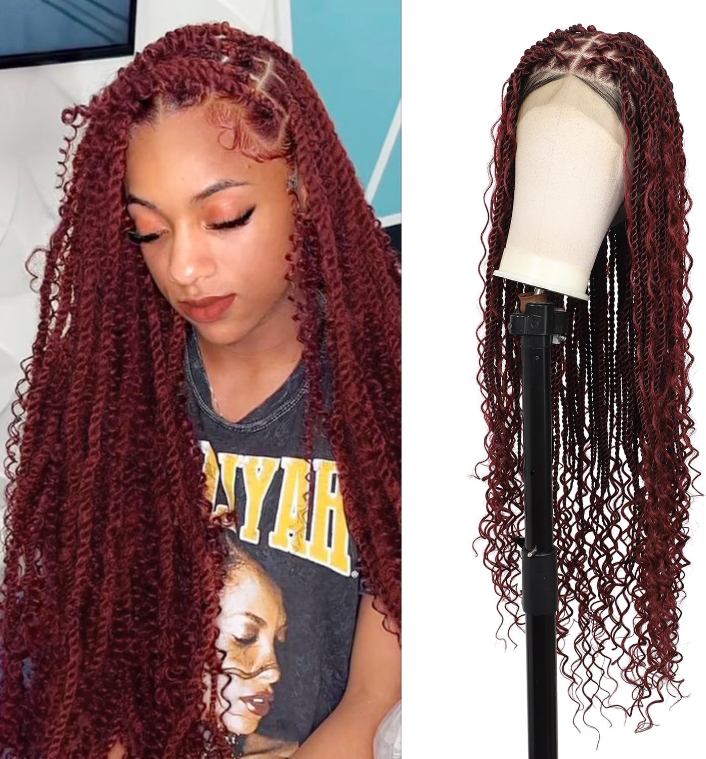 Amazon.com : Kalyss HD Full Lace Boho Braided Wigs for Women 360 Lace ...