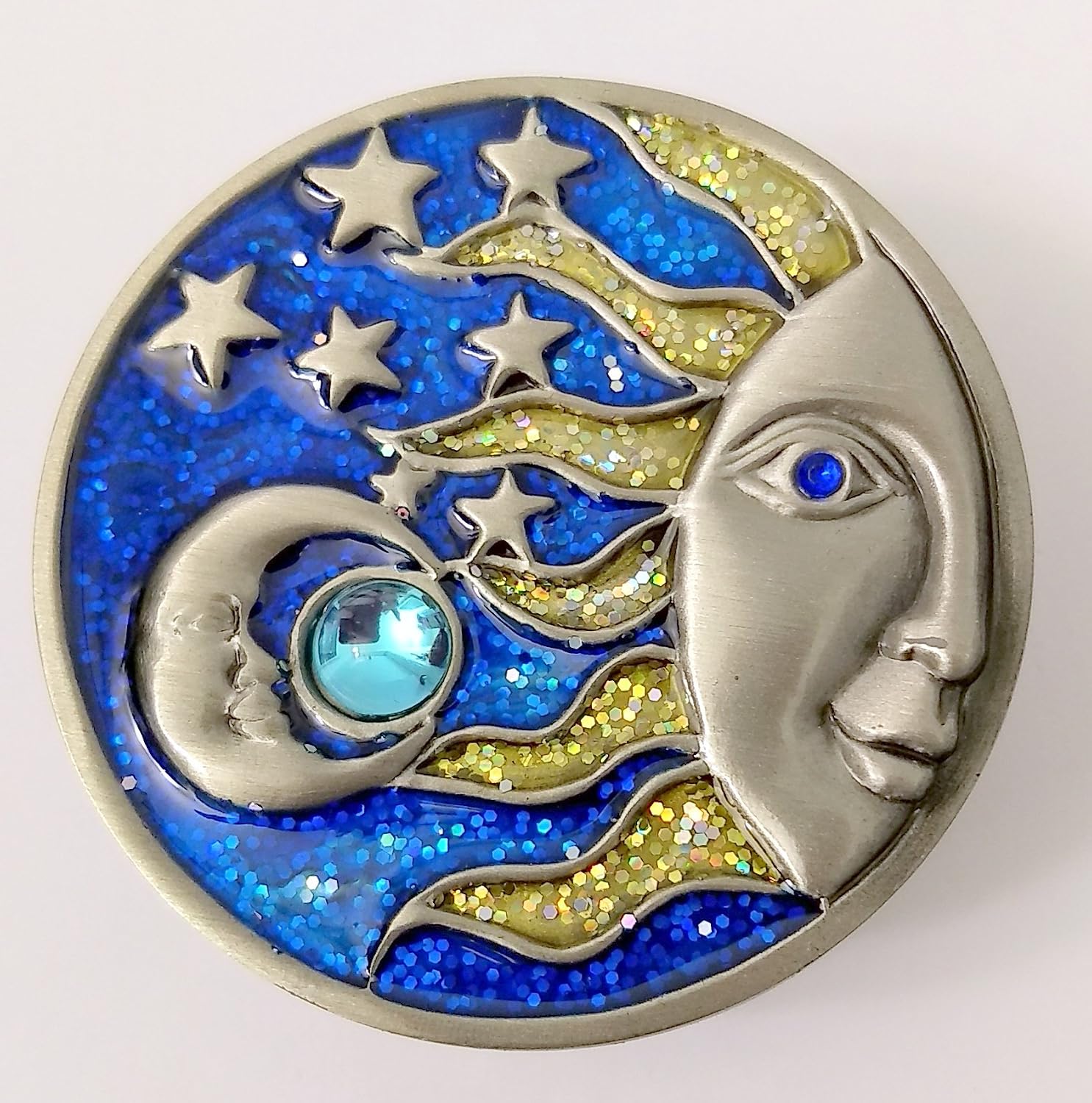 Welforth Pewter Sun & Moon Round Trinket Box Model No. J-792 blue ...