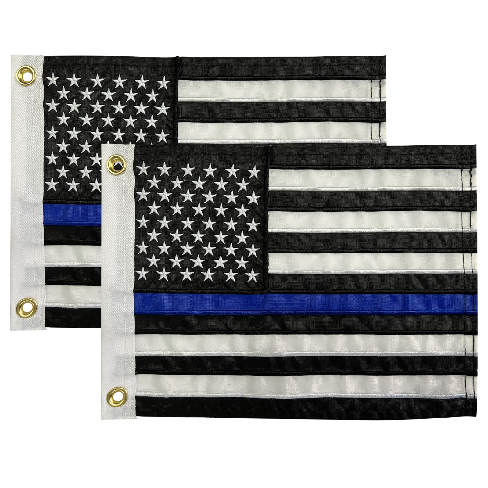 Amazon.com: AZCOVER Thin Blue Line Flag 2 Pack, 9x12 Inch Police Flag ...
