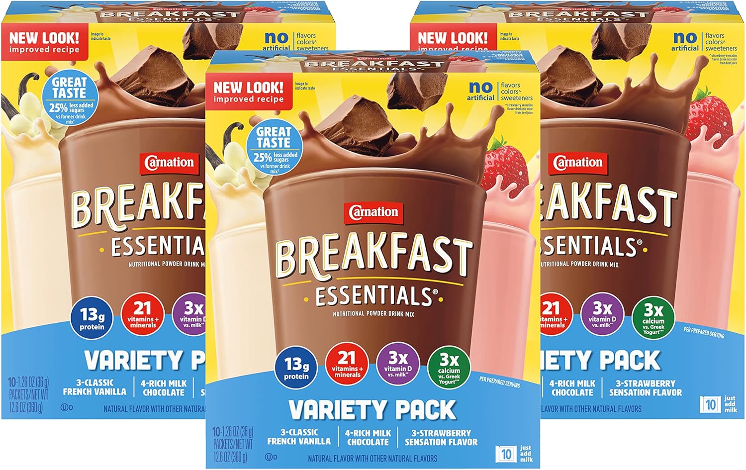 Carnation Instant Breakfast Essentials, Variety Pack, 10 count, 1.26 ...