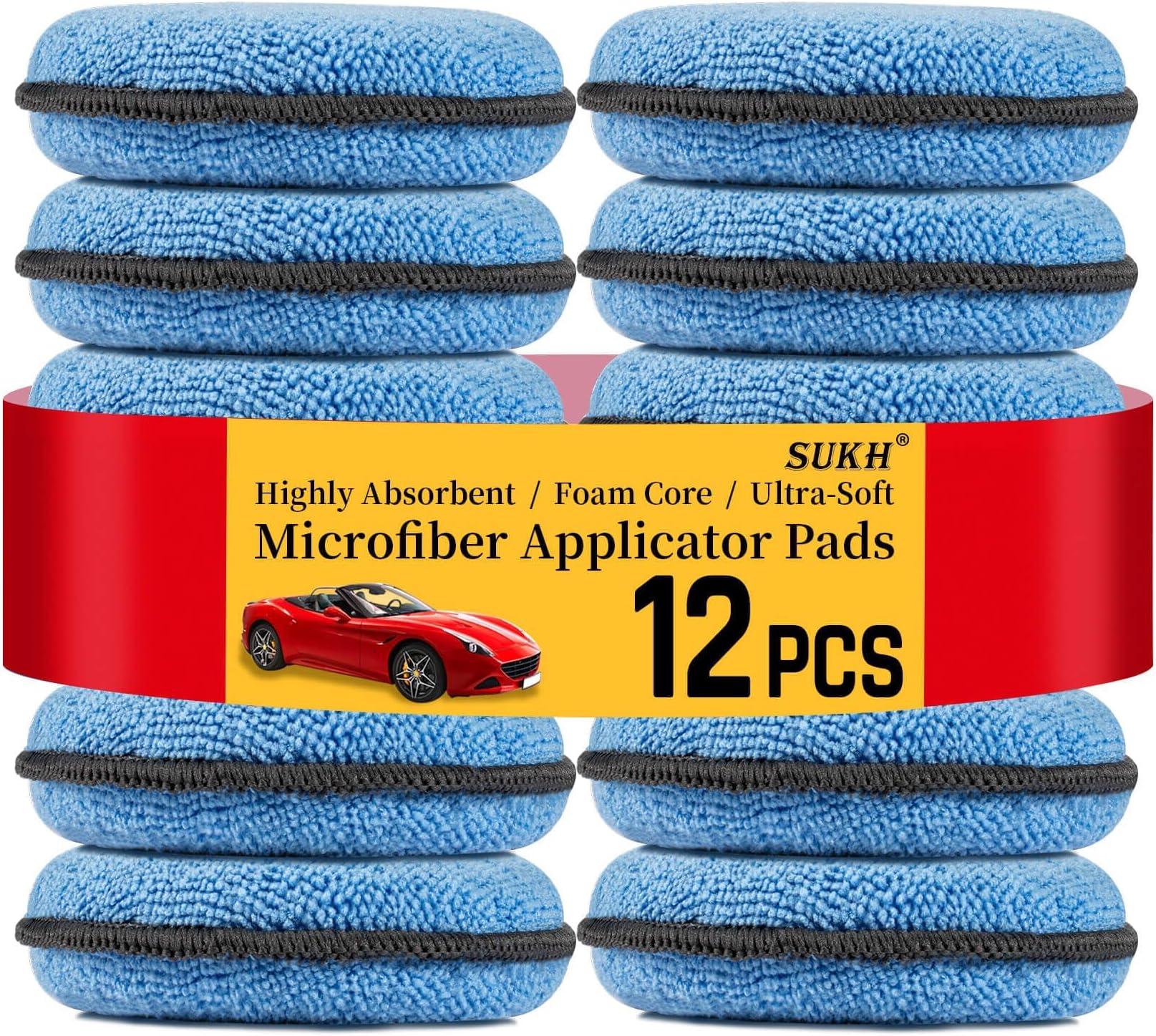 Amazon.com: Sukh 12 Pack Microfiber Foam Car Wax Applicator Pad - Foam ...