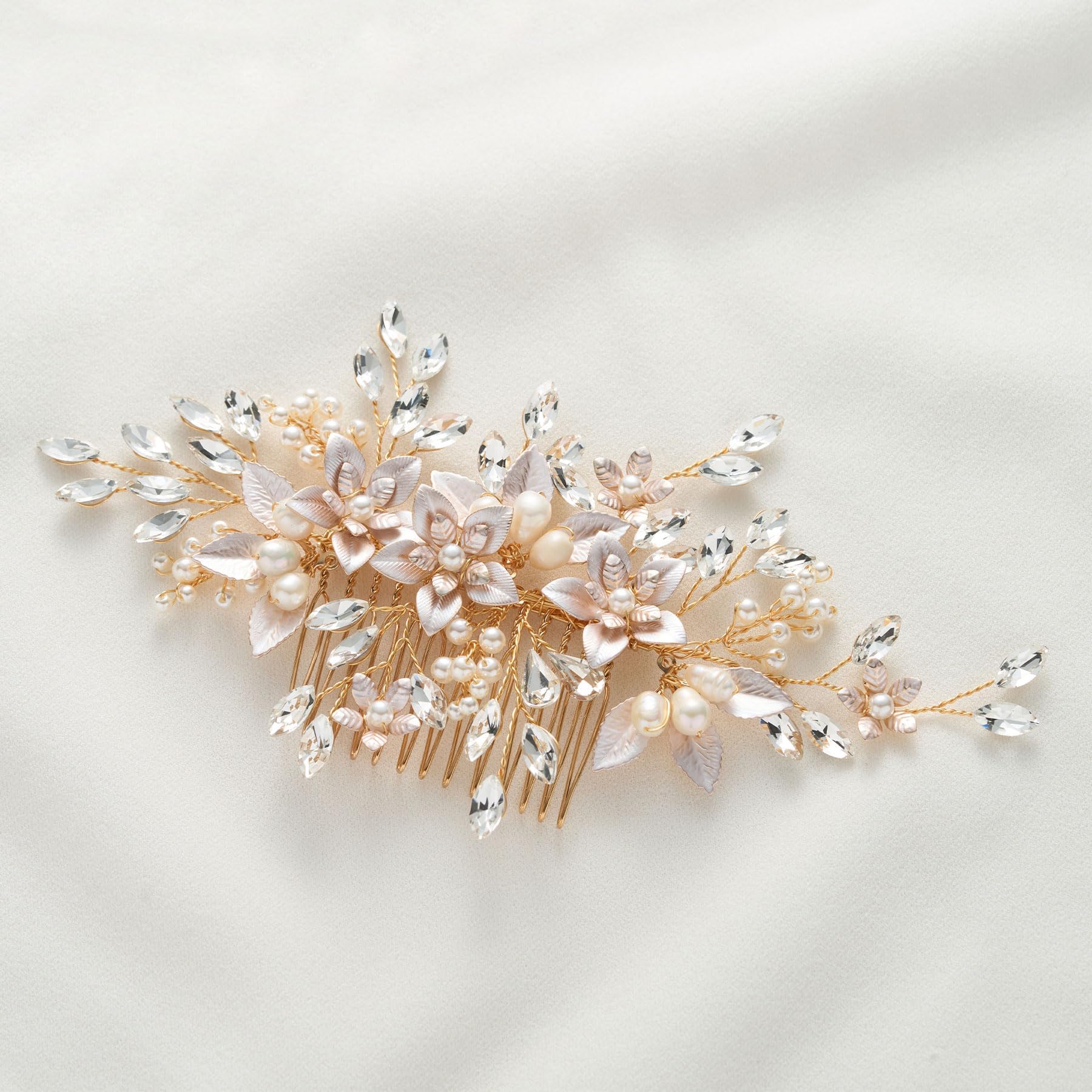 Amazon.com : SWEETV Handmade Wedding Hair Comb,Pearl Flower Bridal Hair ...
