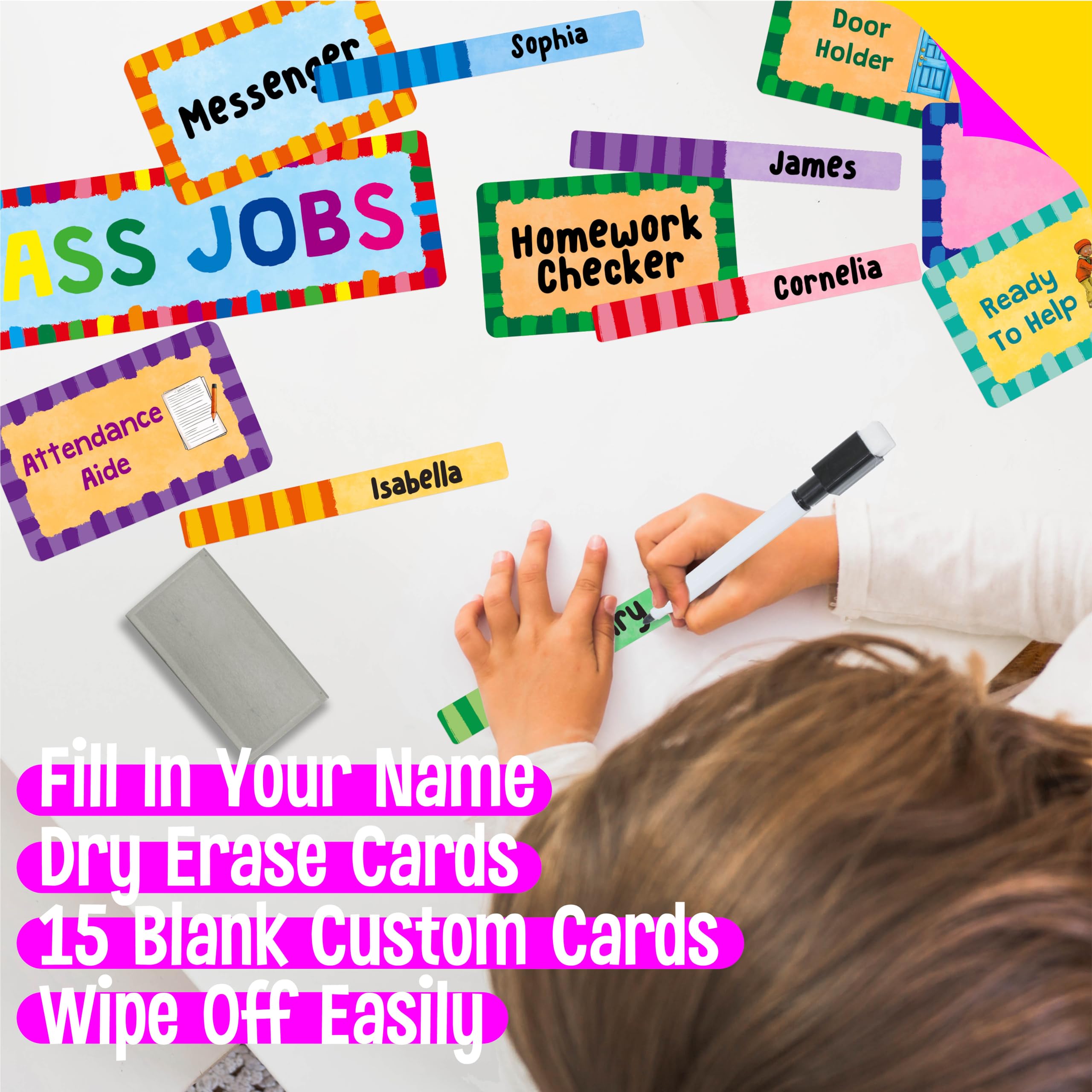 Snapklik.com : Class Jobs Pocket Chart, 1 Pocket Chart+83 Erasable ...