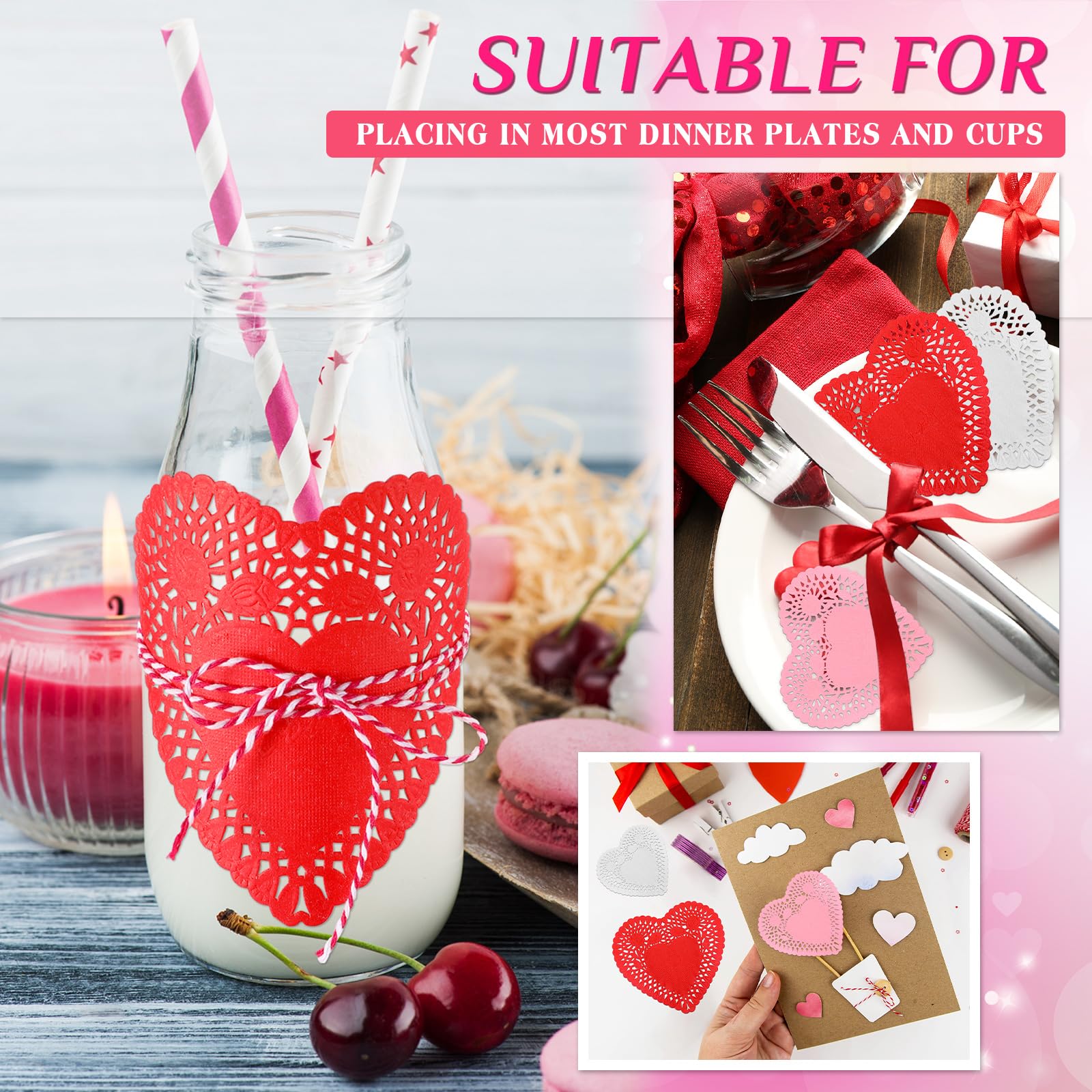 Snapklik.com : 600 Pieces Valentine Heart Doilies Heart Shaped Paper ...