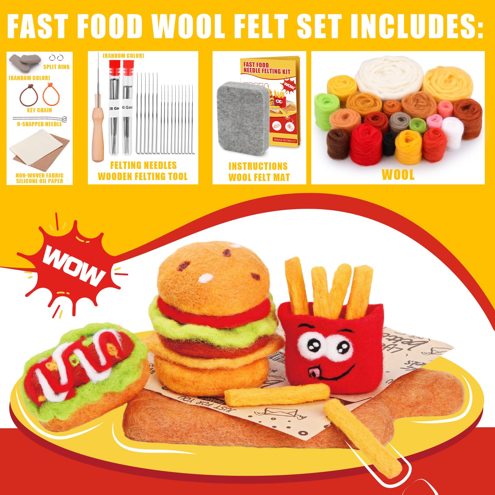 Snapklik.com : Kdafio 3 Pack Fast Food Needle Felt Beginner Kit ...