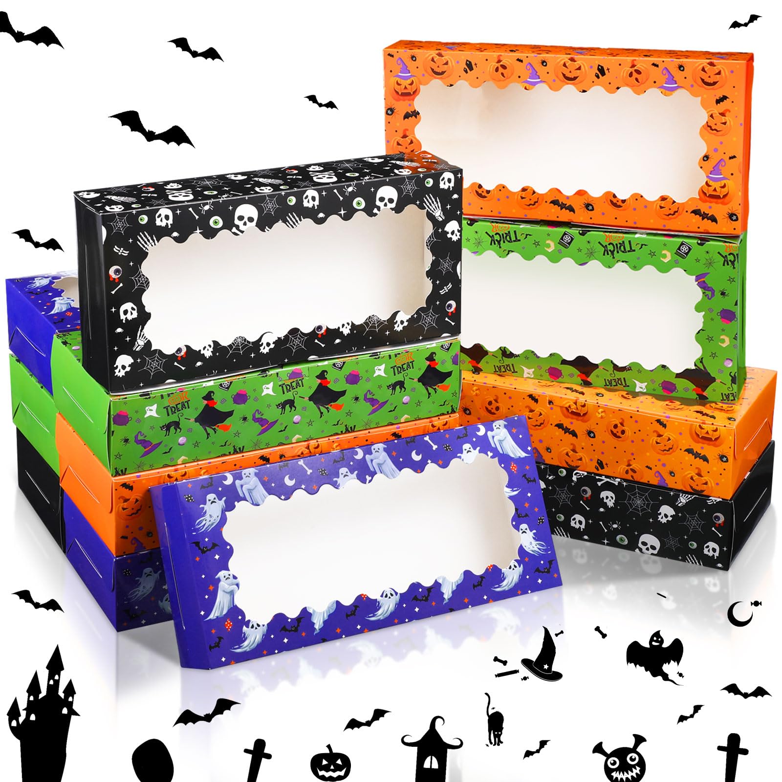 Amazon.com: Thyle 12 Pcs Halloween Cookie Boxes with Window, Halloween ...