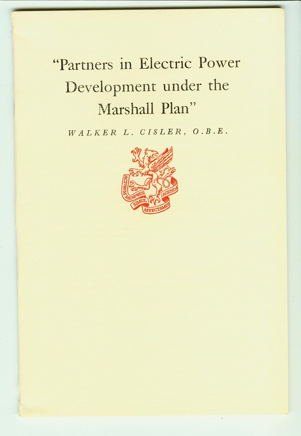 Partners in electric power development under the Marshall plan ...