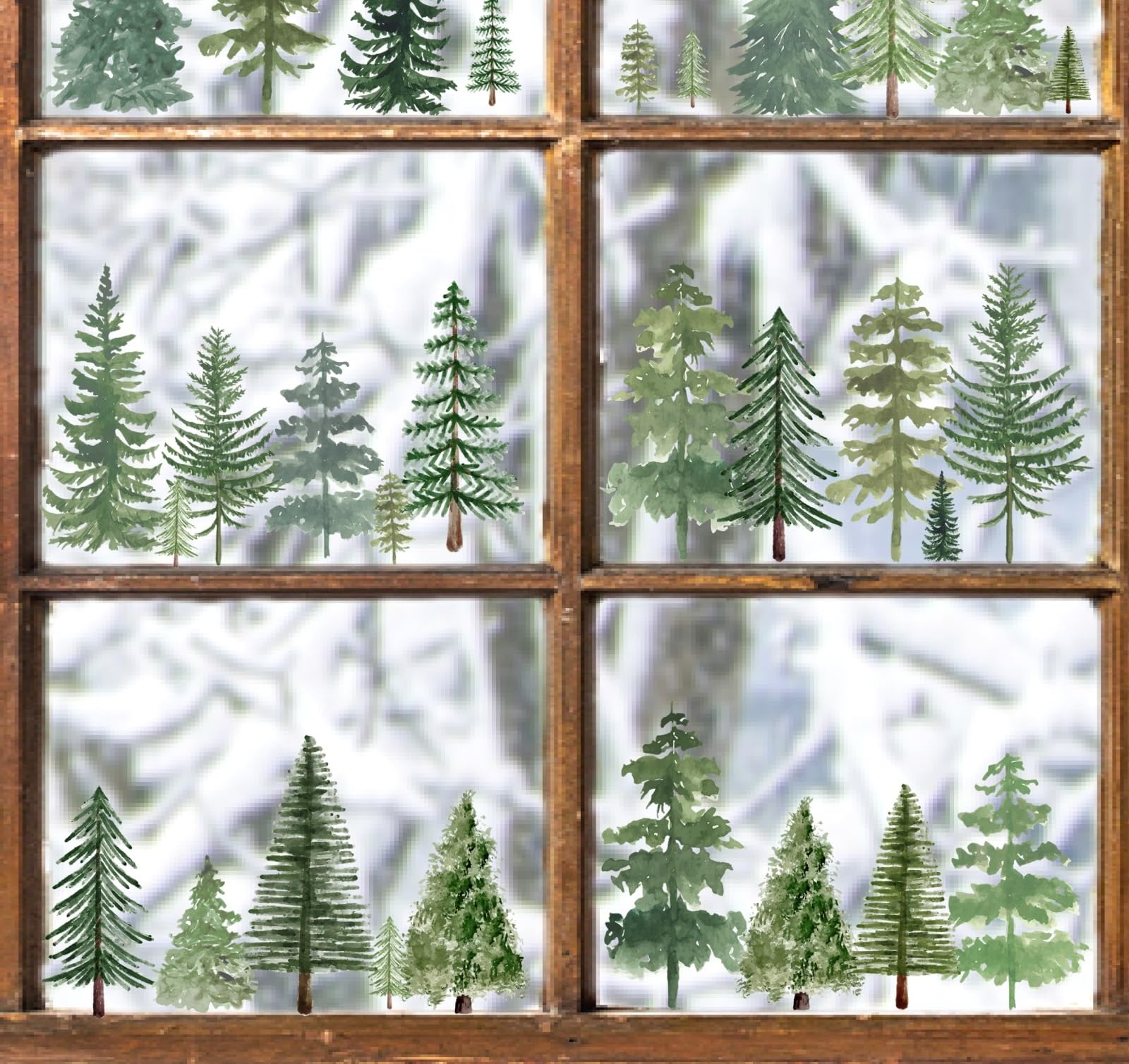 Amazon.com: Winter Tree Window Clings Watercolor Tree Window Decals ...