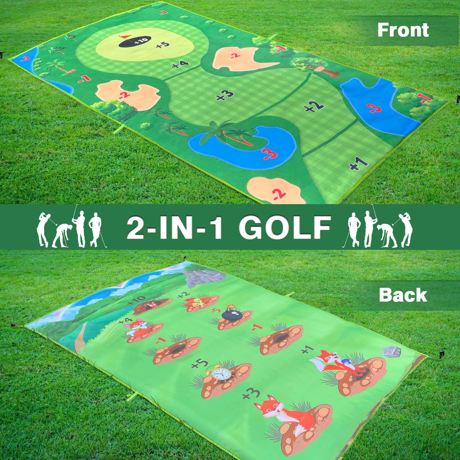HCBZVV 6Ft x 4Ft Chipping Golf Game Mat Indoor Outdoor Games for Adults ...