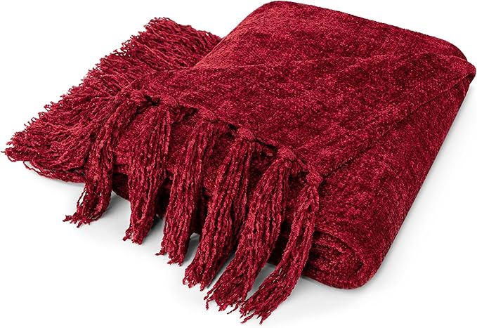 Amazon.com: PAVILIA Burgundy Red Throw Blanket for Couch and Bed ...