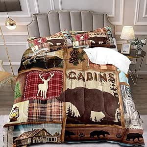 Amazon.com: LUVIVIHOME 2PCS Deer Bear Cabin Comforter Set, Twin Comforter, Elk Moose Forest ...