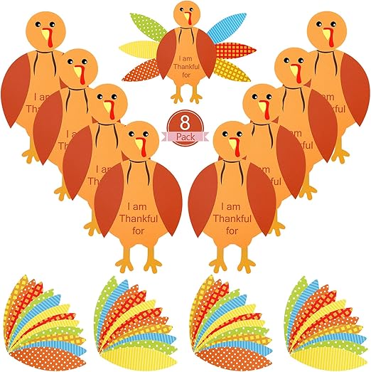 Amazon.com: Gejoy 56 Pieces Thanksgiving Turkey Craft Kits DIY Turkey ...