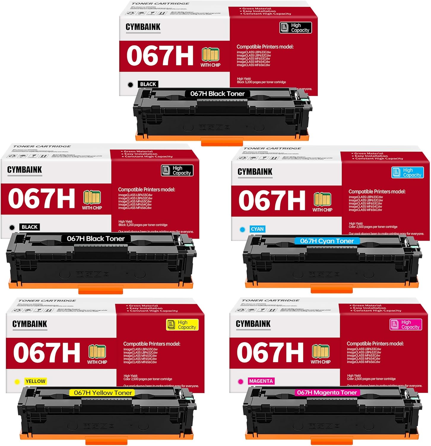 Amazon.com: 5 Pack Set 067H 067 MF656Cdw Toner Cartridge Compatible ...