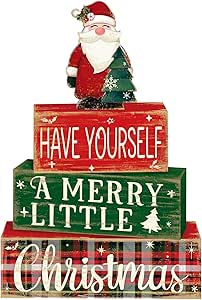 Amazon.com: Moucuny 4 Pcs Christmas Table Sign Christmas Wooden ...