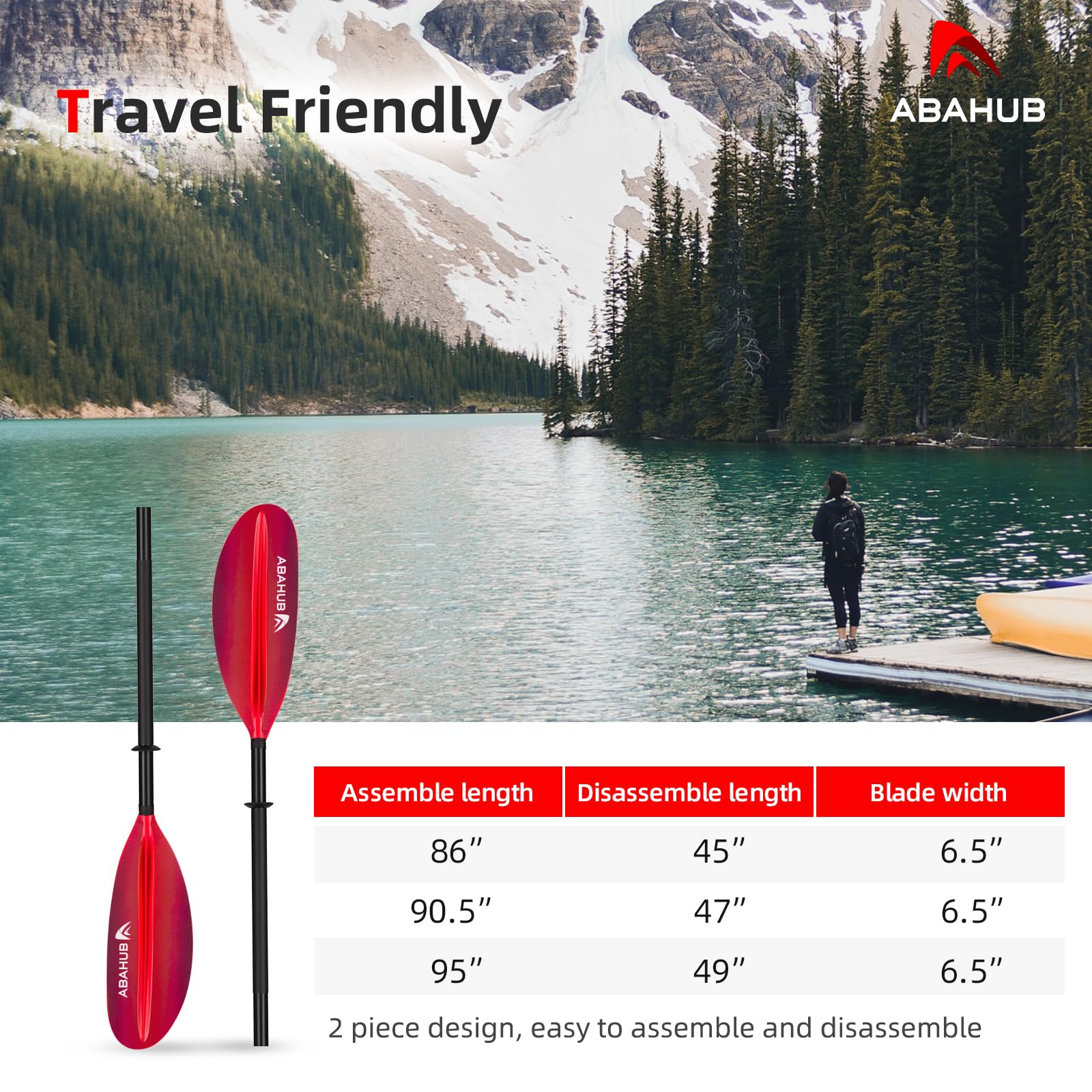 Snapklik.com : Abahub 1 X Kayak Paddles, 90.5 Inch Kayaking Oars For ...