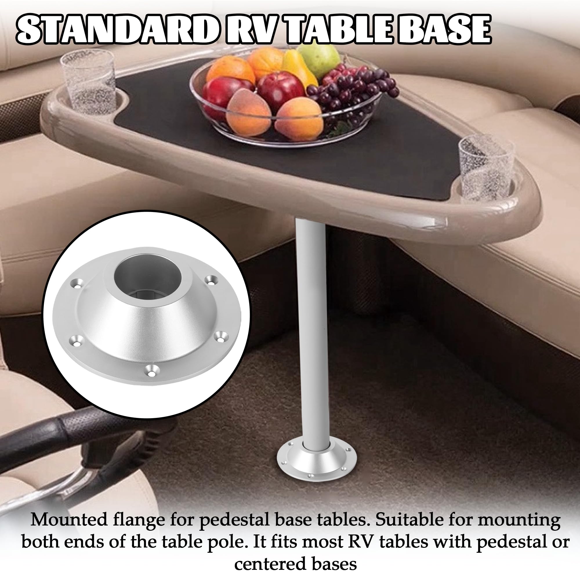 Snapklik.com : TonGass (4-Pack Silver RV Table Base (Standard Size ...
