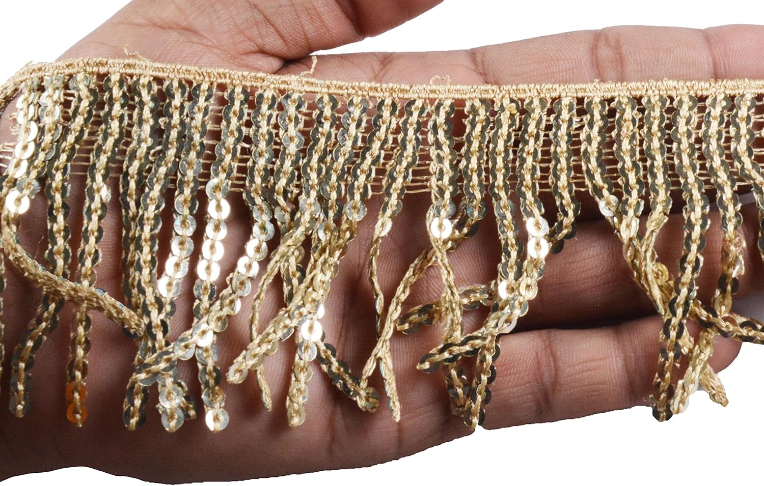 Amazon.com: CRAFTLOVE Sequence Sitara Jhallar Lace Border 10.25 Yards ...