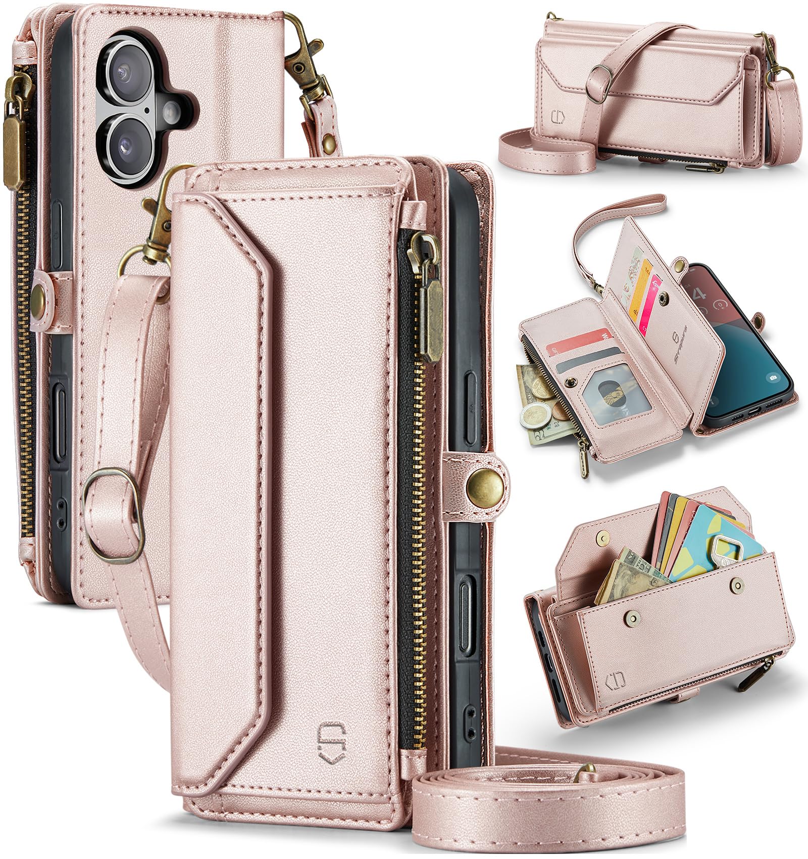 Amazon.com: Strapurs Crossbody Wallet Case Compatible with iPhone 16 6. ...