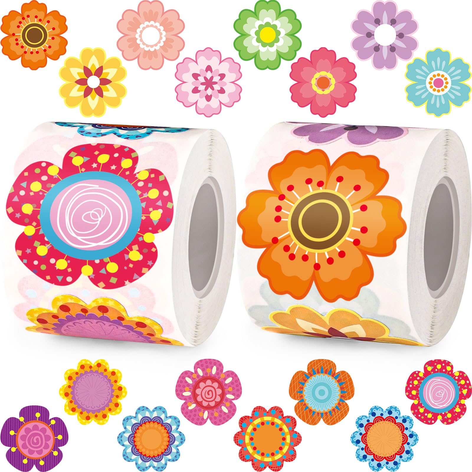 Amazon.com: FEBSNOW Flower Stickers, 600Pcs 2 Rolls Spring Summer ...