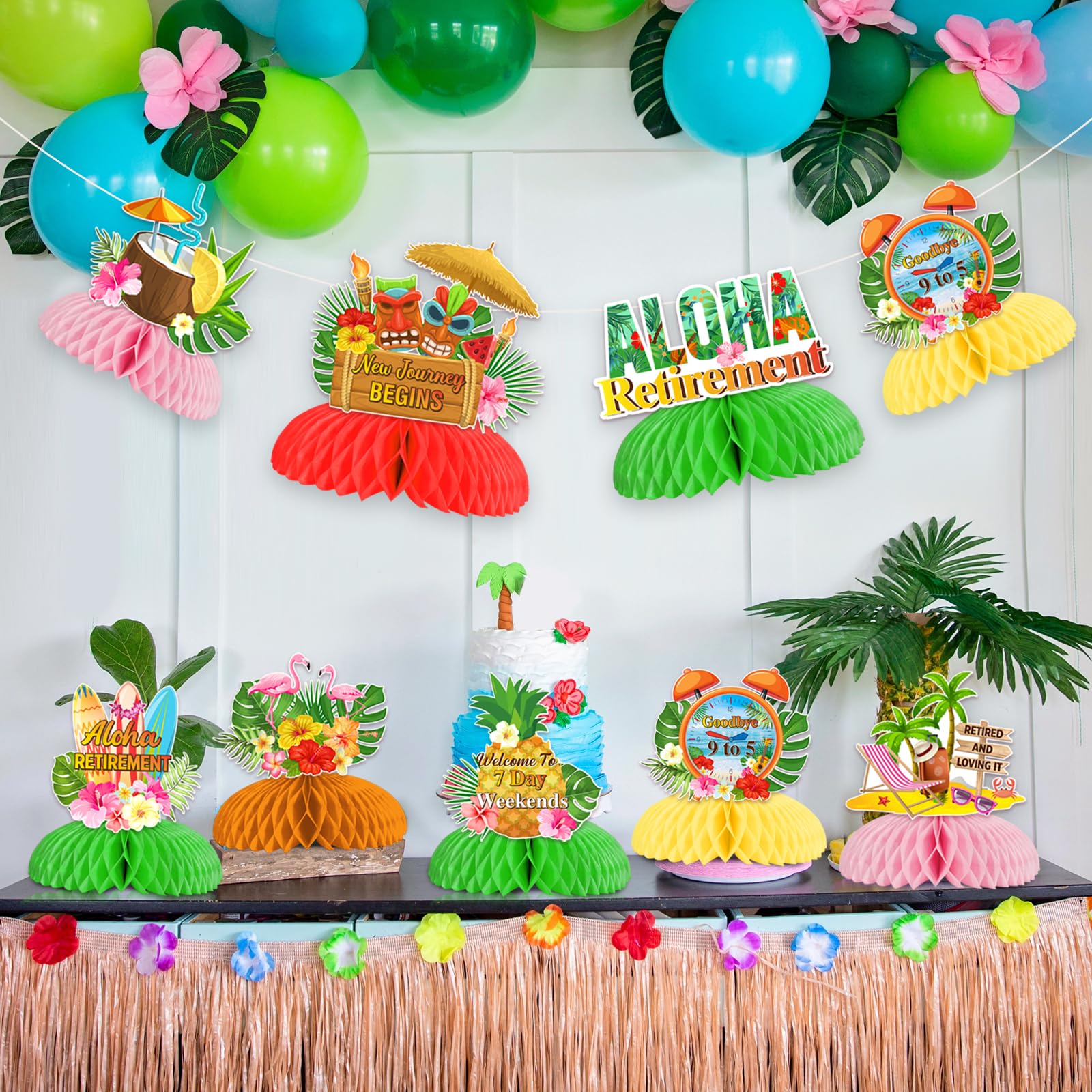 Hawaiian Themed Centerpieces Tiki Luau Party Table Toppers, Summer