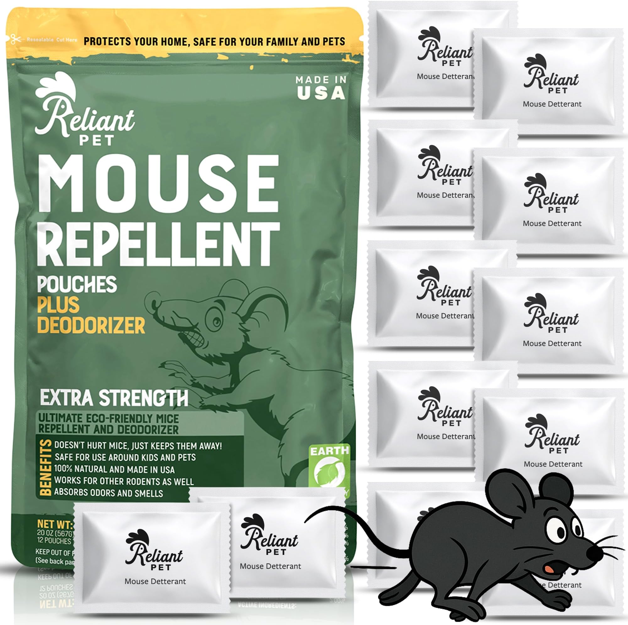 Amazon.com : Reliant Pet Mouse Repellent Pouches - Rodent Repellent ...