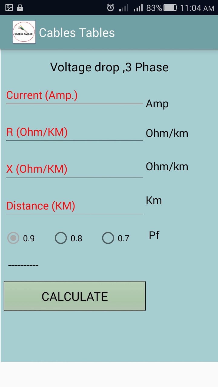 Electrical Cables Tables: cable sizer & calculator - App on Amazon Appstore