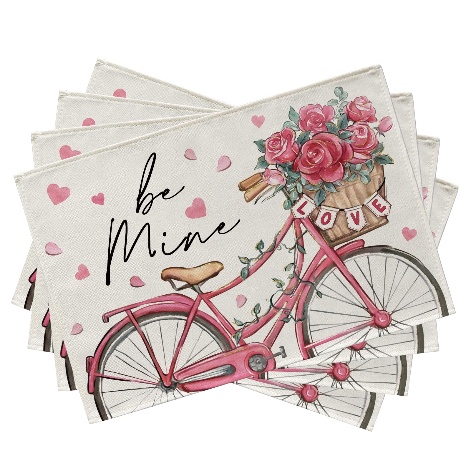 Amazon.com: Seliem Valentine's Day Pink Bike Placemats Set of 4, Be ...