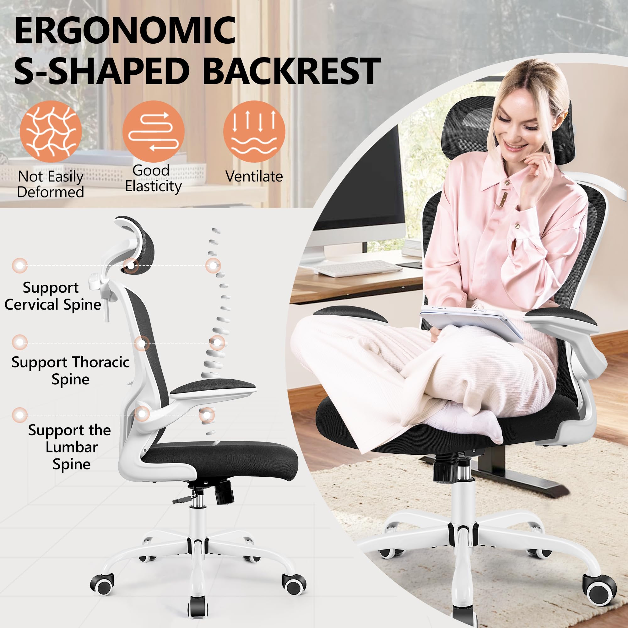 FelixKing Office Chair with Headrest, Ergonomic Desk Chair with Wheels ...