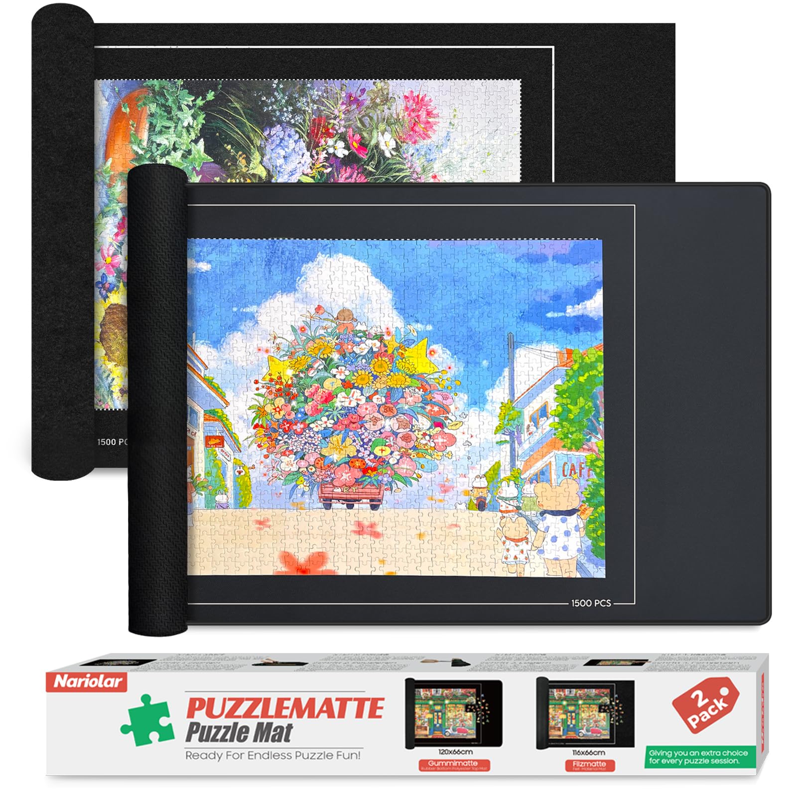 Amazon.com: Nariolar Rubber and Felt Jigsaw Puzzle Mat Roll Up ...