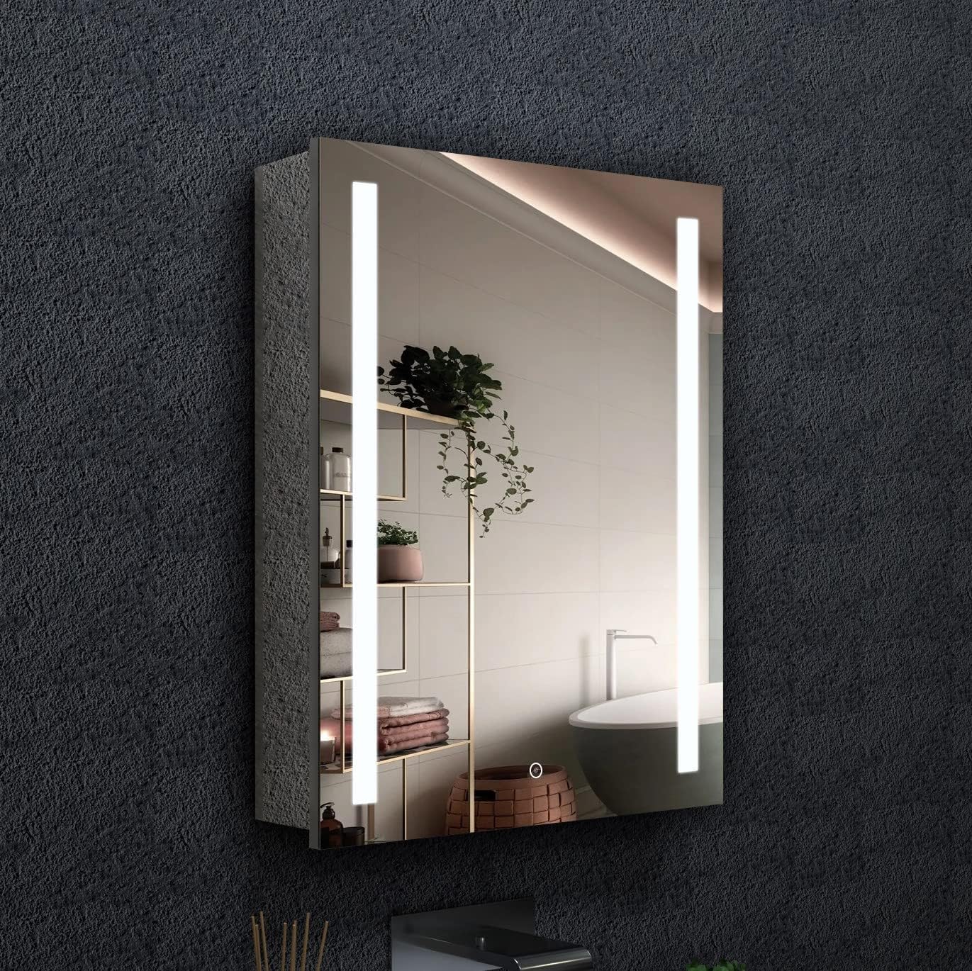 Botiquín de espejo LED empotrable o superficial de 24 x 30 pulgadas con ...