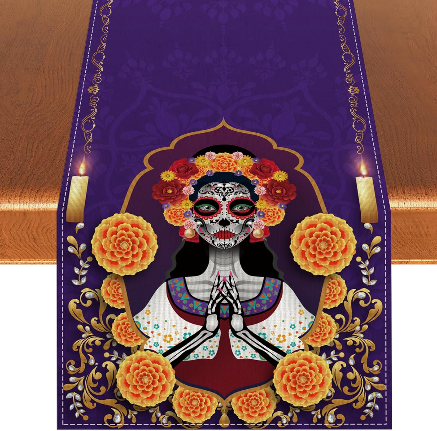 Amazon.com: Day of The Dead Table Runner Dia De Los Muertos Tablecloth ...